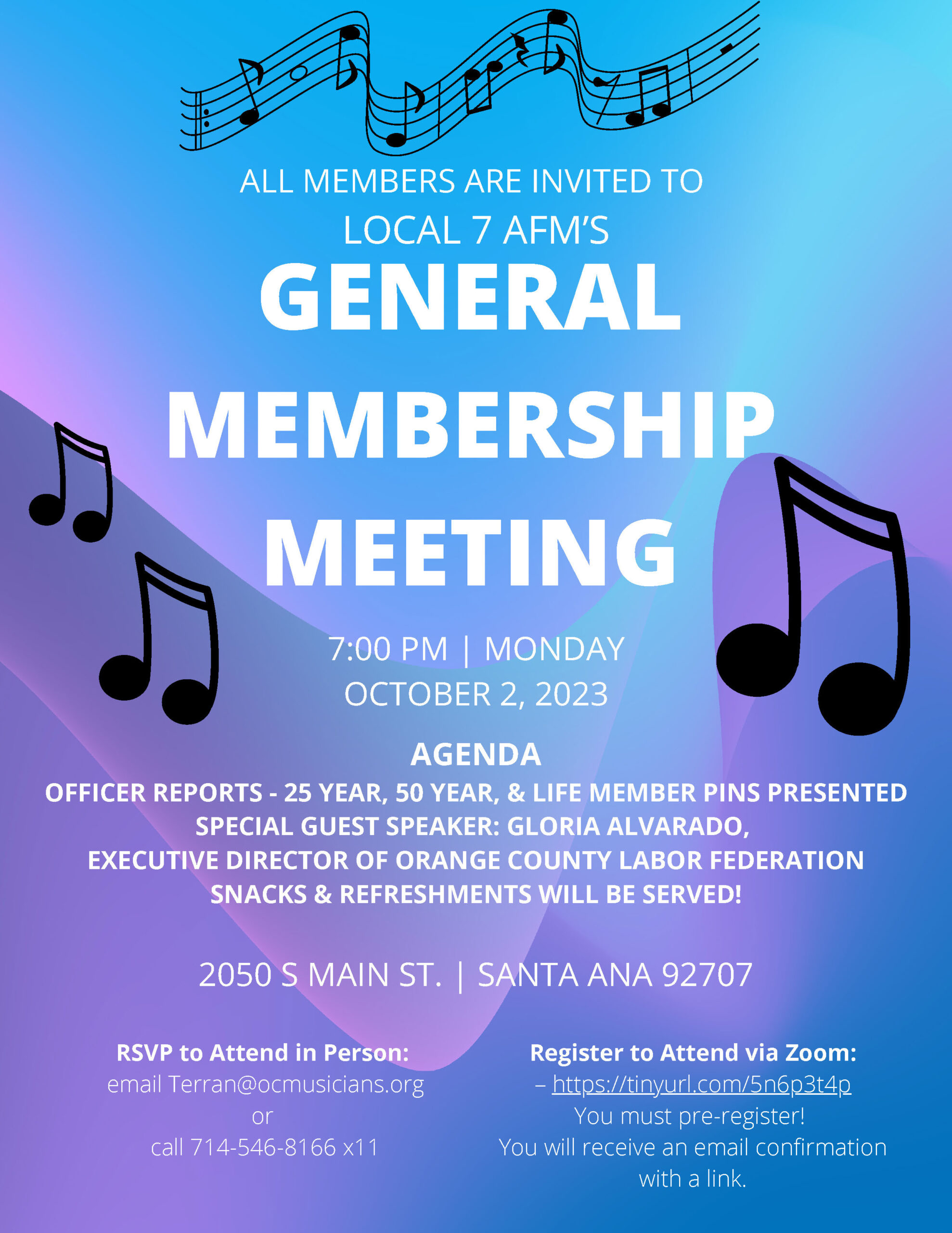 General Membership Meeting - Local 7 American Federation of Musicians